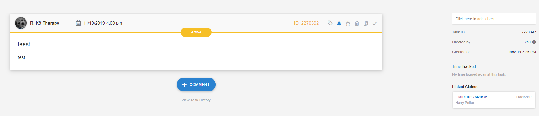 How To: Create a New Task from the Claims Module