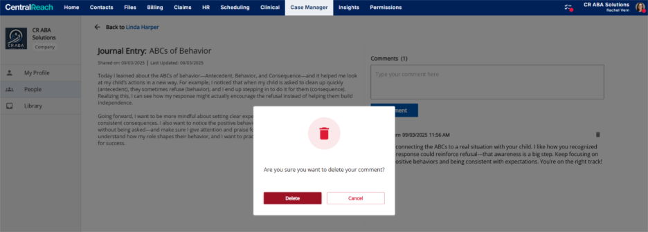 How To: View & Comment on Caregiver Journal Entries in CR CareCompanion